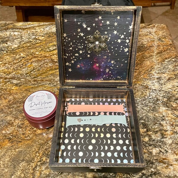 Moon Goddess Decoupage Jewelry Box, Lightweight Trinket Box, Celestial ...