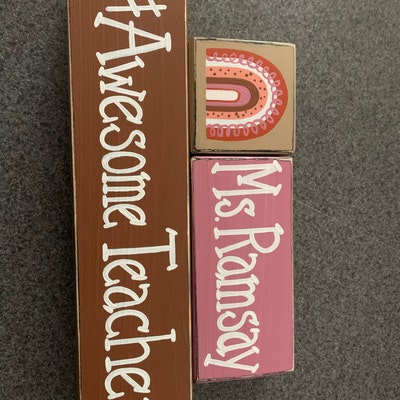 Teacher Gift Personalized Wooden Name Blocks Primitive Classroom Shelf ...