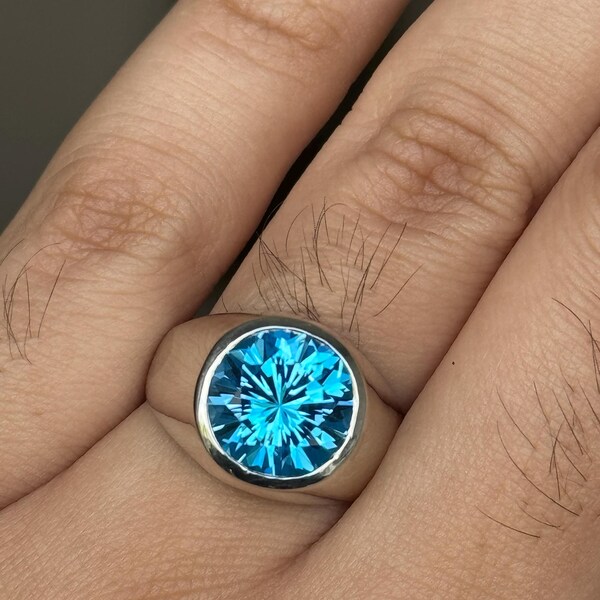 Precision Cut, 4.45 Ct Royal Blue Sapphire, Diamond Cut Blue Sapphire, 10 MM Round Cut Blue ...