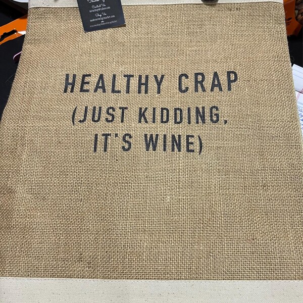 Healthy Crap|quote Jute Bags|it's Wine|organic Food|beach Bag|market ...