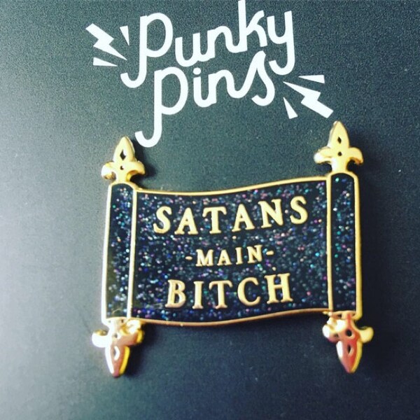 Satan's Main Bitch Halloween Enamel Pin // Halloween Pins // Witchcraft ...