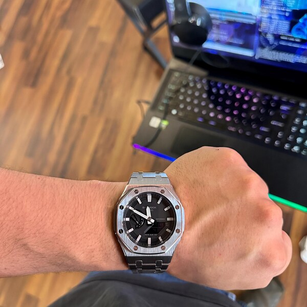 Custom Casio F91 Red Ghost Watch - Modified White Casio Digital Watch ...