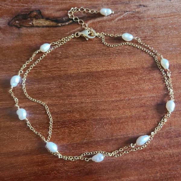 Multiple Drop Pearls Choker Necklace, Good Luck Charm, Wedding Pearl ...