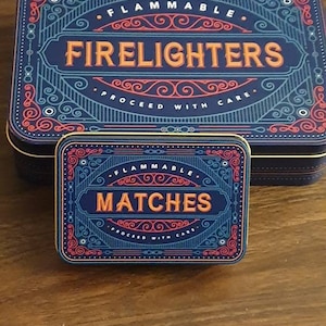 Firelighter Box Metal Tin Storage Holder Fire Lighters Matches Camp ...
