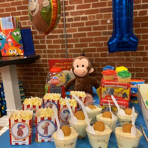 Curious George Popcorn Boxes Curious George Birthday Curious | Etsy