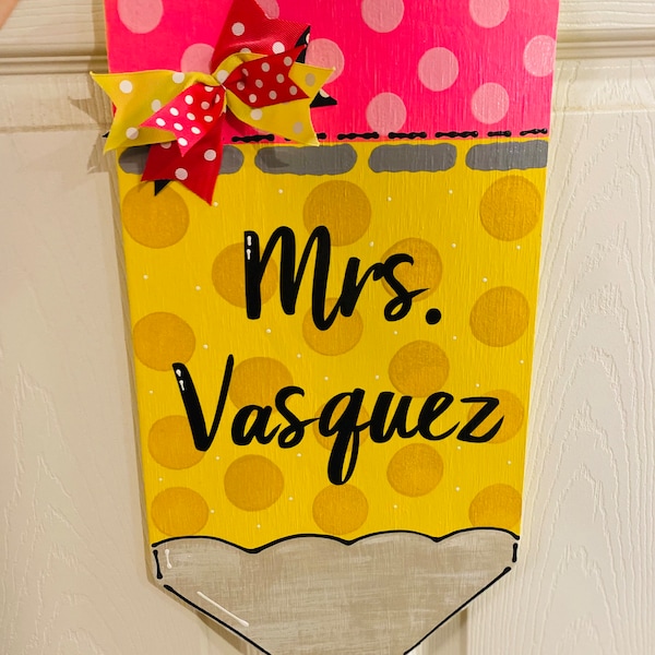 Personalized TEACHER PENCIL SIGN Name Plaque School Class Classroom ...