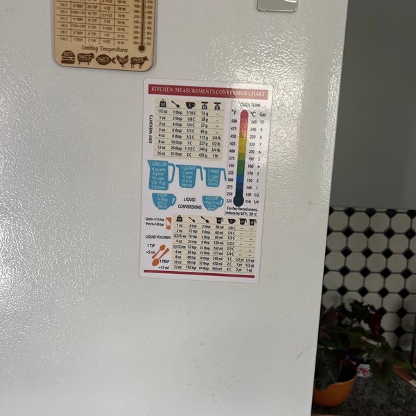 Kitchen Measurements Conversion Chart Refrigerator Magnet - Etsy