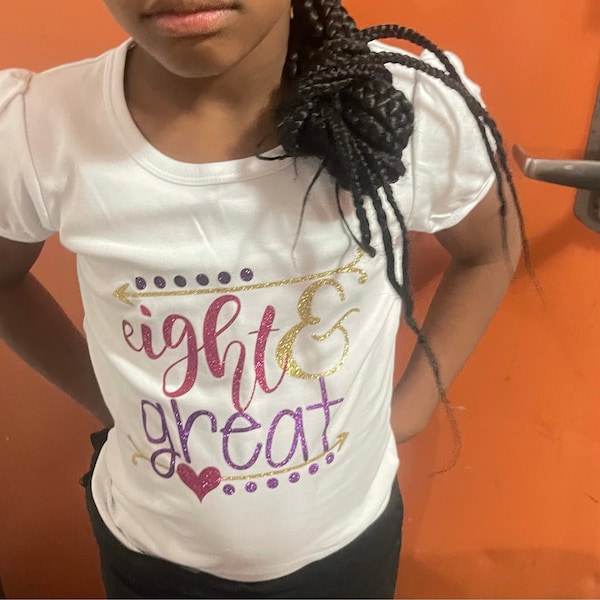 Eight & Great 8th Birthday Shorts Outfit, 8 Year Old Girl Birthday ...