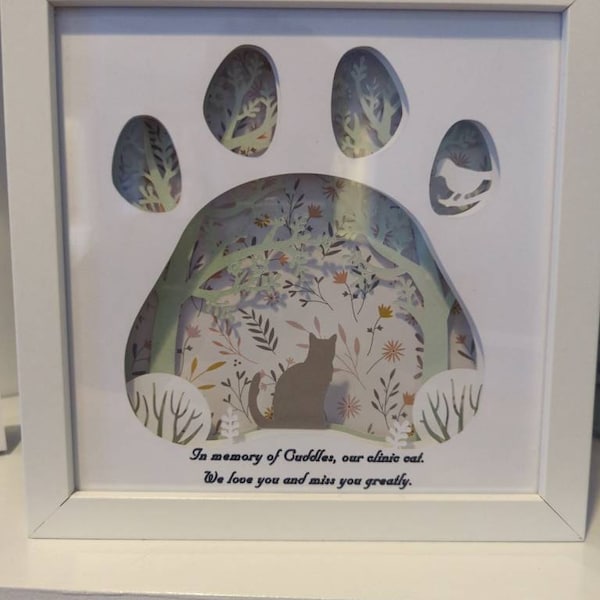 Cat Paw Shadow Box SVG, 3d Papercut SVG, Layered Paper Art Template ...