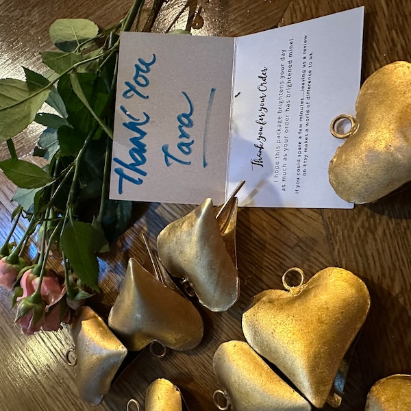 12 Tin Heart Wreath Garland Garden Decor Bells, Metal Strikers Approx ...