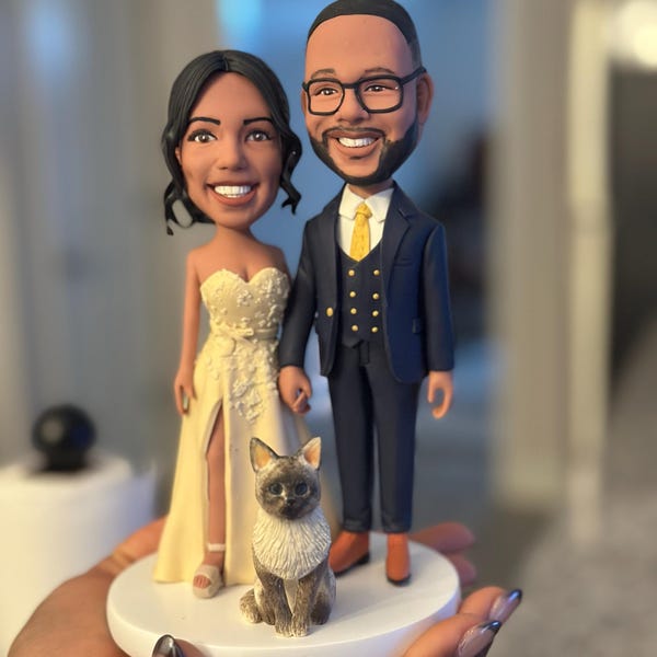 Handmade Custom Marry to Me Kiss Wedding Bobble Head Handmade Polymer ...