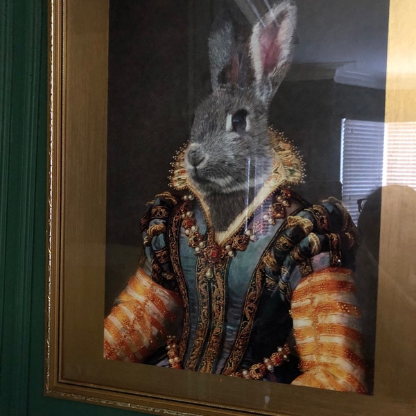 Rabbit Queen Print // Vintage Historical Royal Painting Style Portrait ...