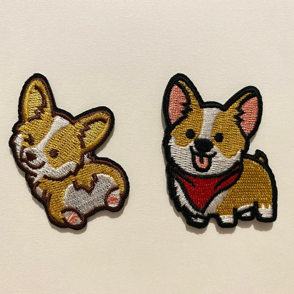 Cute Winking Corgi Dog Iron on Patch, Embroidery Patch, Cute Kawaii Patch, Sew on Patch, Craft ...