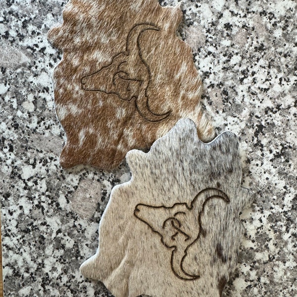 Cowhide Wedding Favors for Guests Real Cowhide Coasters Brown and White ...