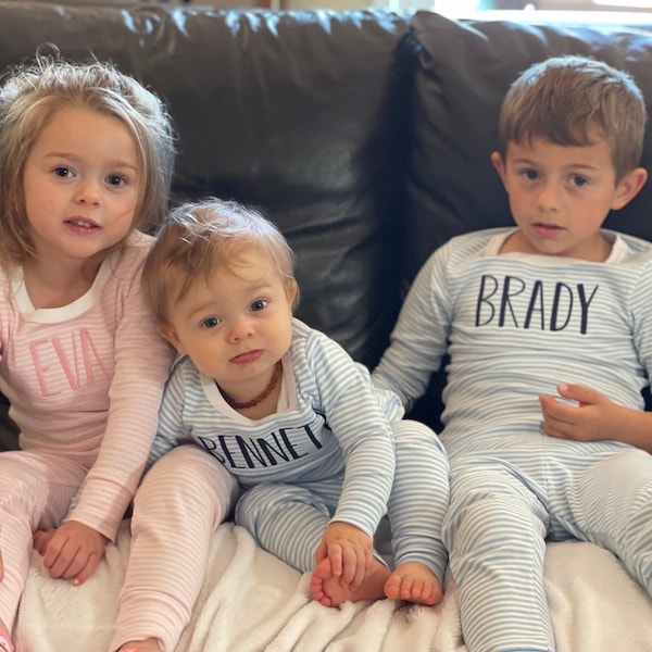 Monogrammed Pajamas, Girls Personalize Pajamas, Boys Monogram Pajamas ...