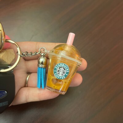 Mini Coffee Keychain //inspired Drink Keychain// Pink Drink Key Chain ...