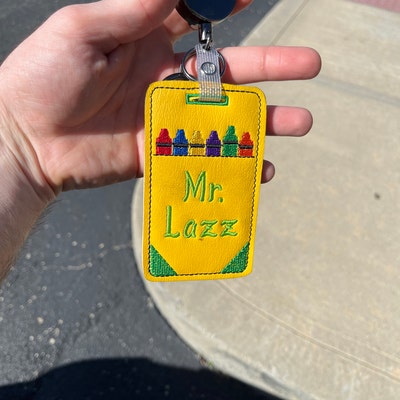 Personalized Crayon ID Badge Holder Pencil Employee ID - Etsy