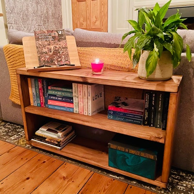 Rustic Storage Unit Made From Solid Wood Rustic Bench Wooden Bookshelf ...