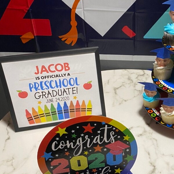 Editable Preschool Graduation Sign, Personalized School Sign, Printable ...