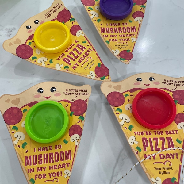 Pizza Play Dough Valentine Printable, Non-candy Valentine, Printable ...