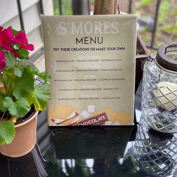 S'mores Menu Sign 8x10 Digital Party Decor Smores Bar S'more Birthday ...