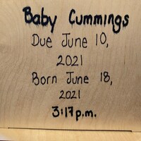 Birth Stat Sign, Round Wood Birth Stat Sign, Violet Floral Birth Stat ...