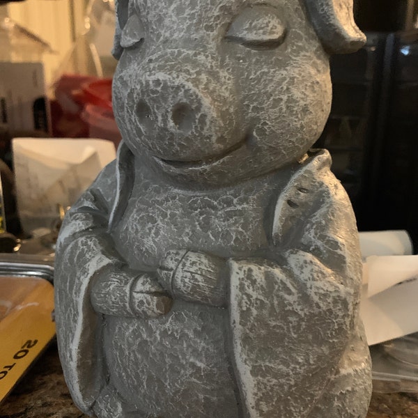 Pig Statue, Meditating Buddha Pigs, Zen Animals, Pig Figures, Concrete ...
