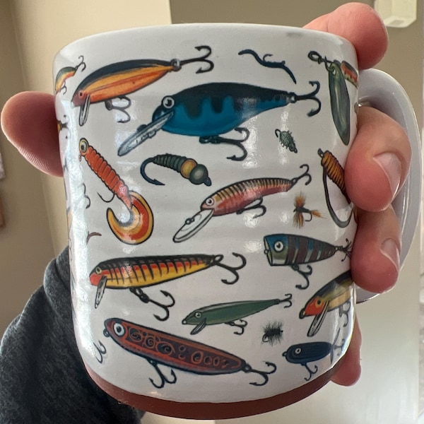 Classic Fishing Lures Mug Handmade With Original Artwork - Etsy