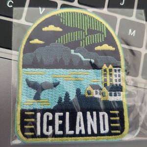 Iceland Travel Patch Embroidered Iron on Sew on Badge Souvenir Applique ...