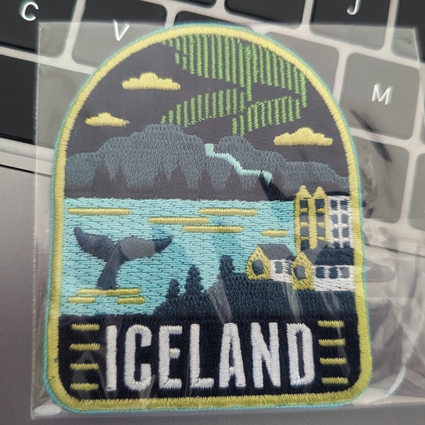 Iceland Travel Patch Embroidered Iron on Sew on Badge Souvenir Applique Motif Flag City Country ...