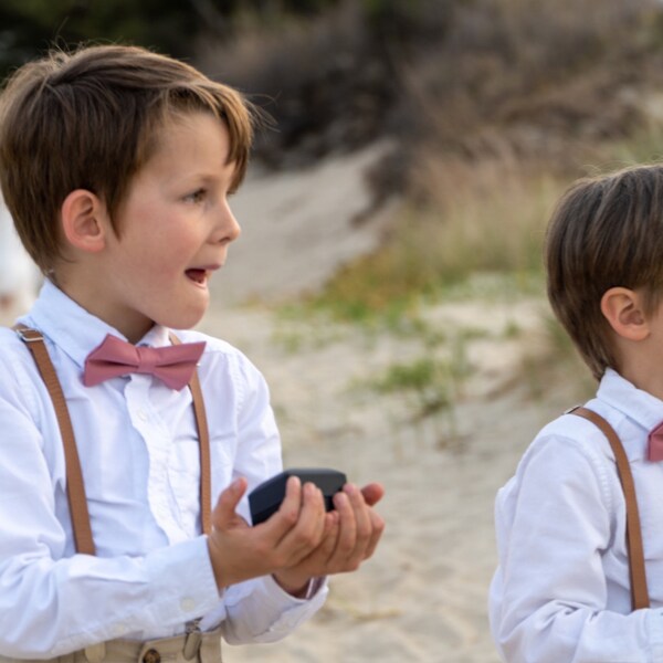 Champagne Bowtie & Suspenders | Pocket Square | Ring Bearer Outfit ...