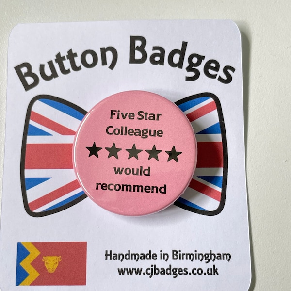 Five Star Colleague Button Badge Recommended - Etsy UK