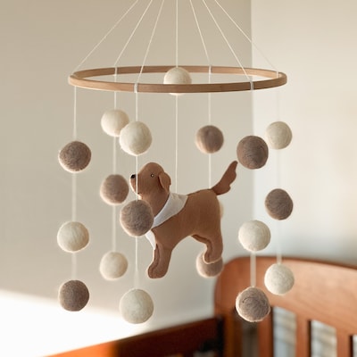Dog Mobile for Nursery, Golden Retriever Dog Baby Mobile, Gender ...