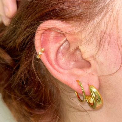 Dainty Bezel Rook Hoop Earring Bezel Stone Helix Hoop Rook Earring ...