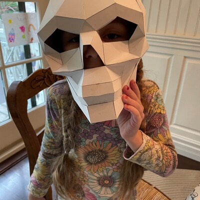 DIY Skull Mask, Low Poly Paper Craft Template, Printable Skull Mask ...
