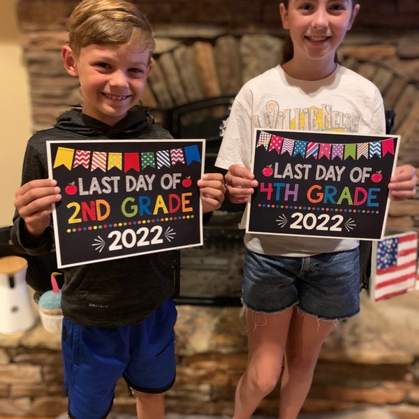 Last Day of 2nd Grade Sign INSTANT DOWNLOAD Photo Prop Last Day of ...