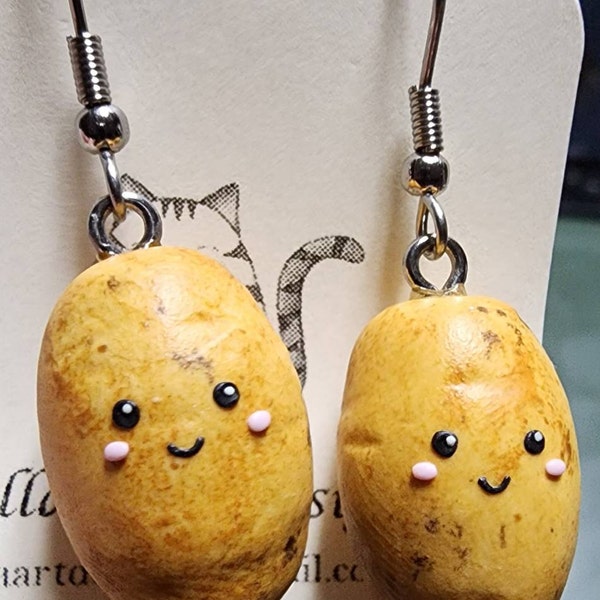 Potato Spud Earring With Stainless Steel Wire, Polymer Clay, Cute ...