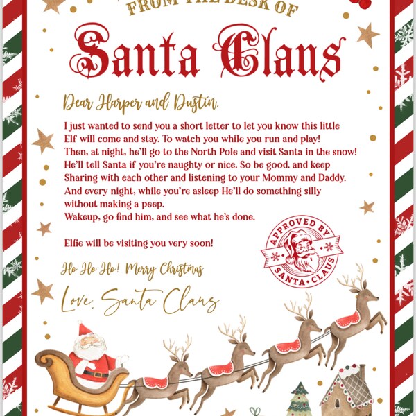 First Time Elf Arrival Letter From Santa Return Letter Christmas Elf I ...