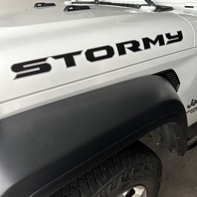 Custom Black Lettering Sticker Decal for Hood With an Outline Set of 2 ...