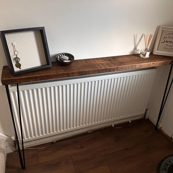 Extra Deep Omni Rustic Console Table With Black 3 Pin Hairpin Legs ...