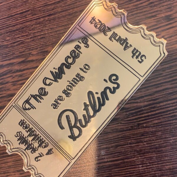 Personalised Keepsake Acrylic Ticket | Gift Reveal | Surprise Reveal ...