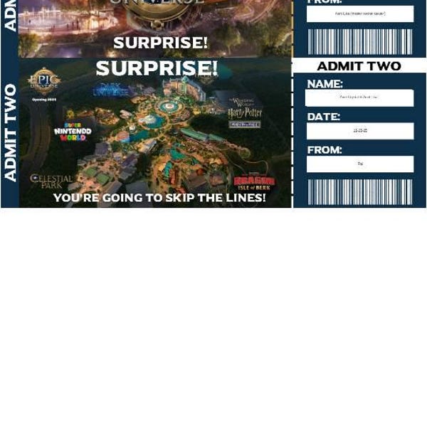 Editable Epic Universe Ticket Template: Customizable Canva (digital ...