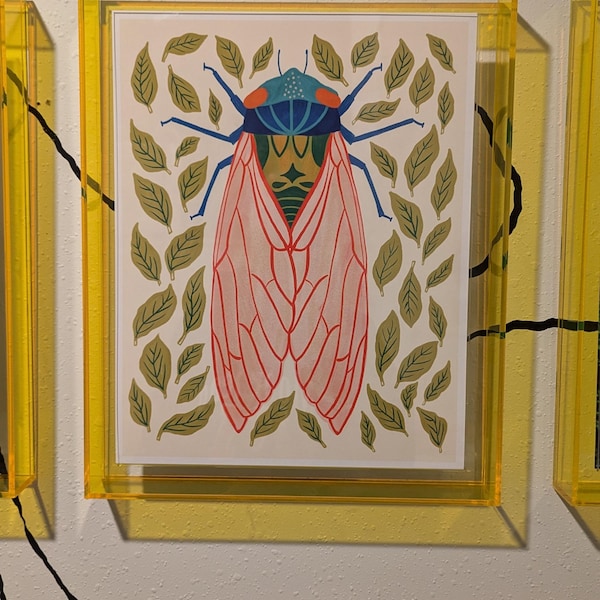 Cicada Wall Art, Colorful Bug Print, Boy Nursery Room Art, Insect ...