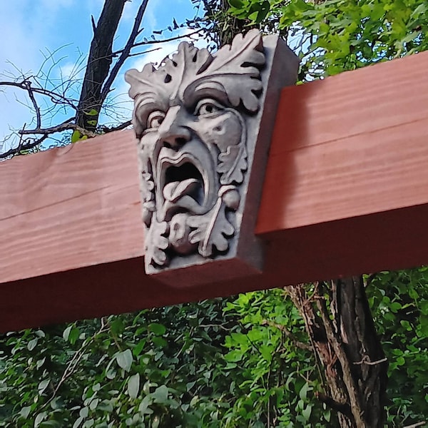 Green Man, Mouth of Truth, Keystone Leaf Face, Greenman, Garden Art ...