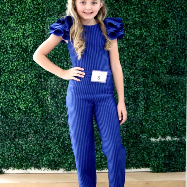 Royal Blue Interview Outfit Pageant Ruffle Outfit Girls Neoprene ...