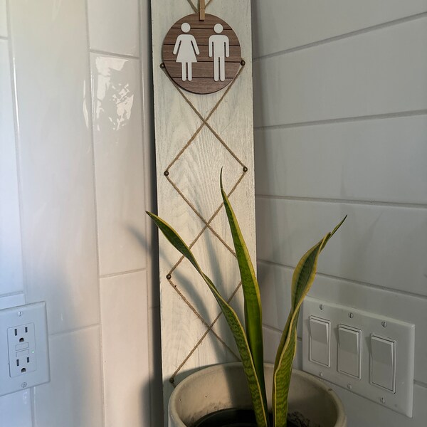 3D Restroom Shiplap Sign, Mini Bathroom Signs, Farmhouse Bathroom Decor ...