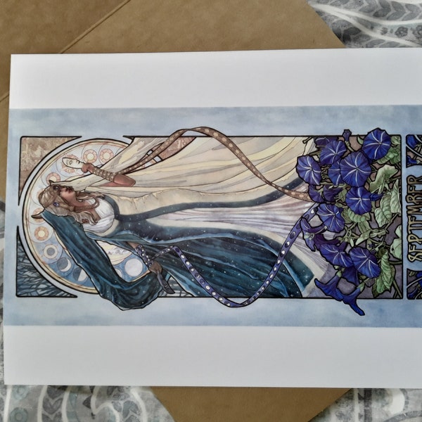 Art Print Lady of September Celestial Equinox Goddess With Masks and ...