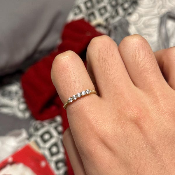 Dainty CZ Stacking Ring, Gold Minimalist Ring, CZ Ring, Simple Diamond ...