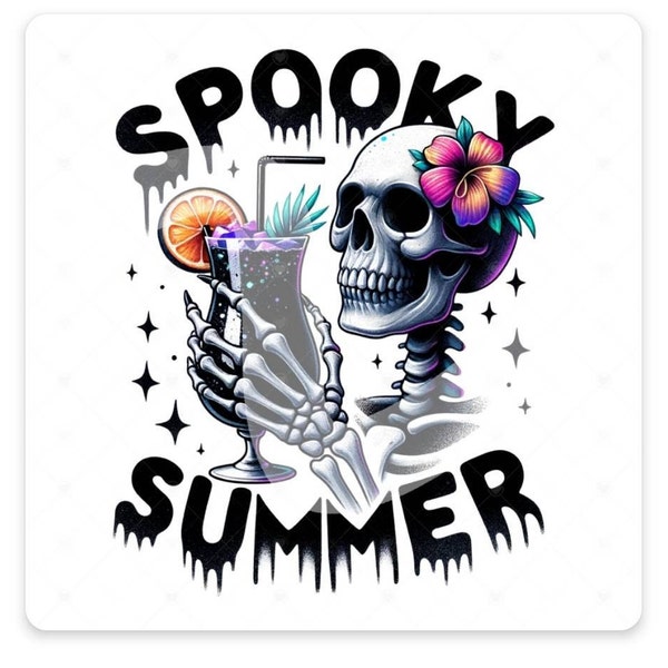 Spooky Summer PNG, Summer Vibes Skeleton Clipart, Pastel Goth PNG ...