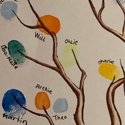 Fingerprint Tree Printable Guestbook Blank Finger Print Tree Template ...